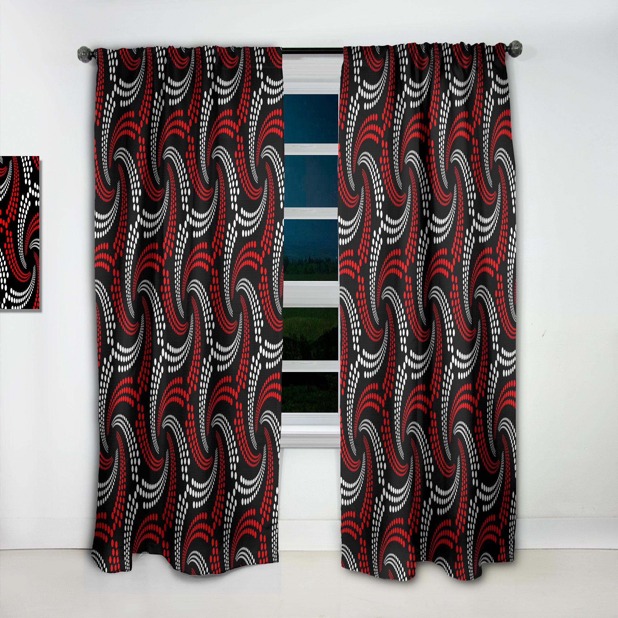 East Urban Home Retro red and white dotted spirals - Abstract Vintage ...