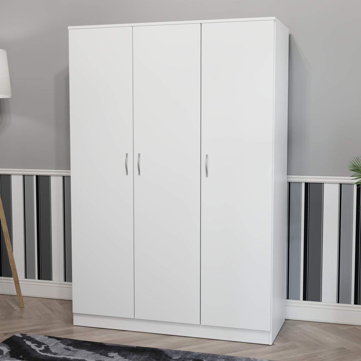 17 Stories Maybery 3 Door Wardrobe, With Shelf & Hanging Rail Bedroom ...