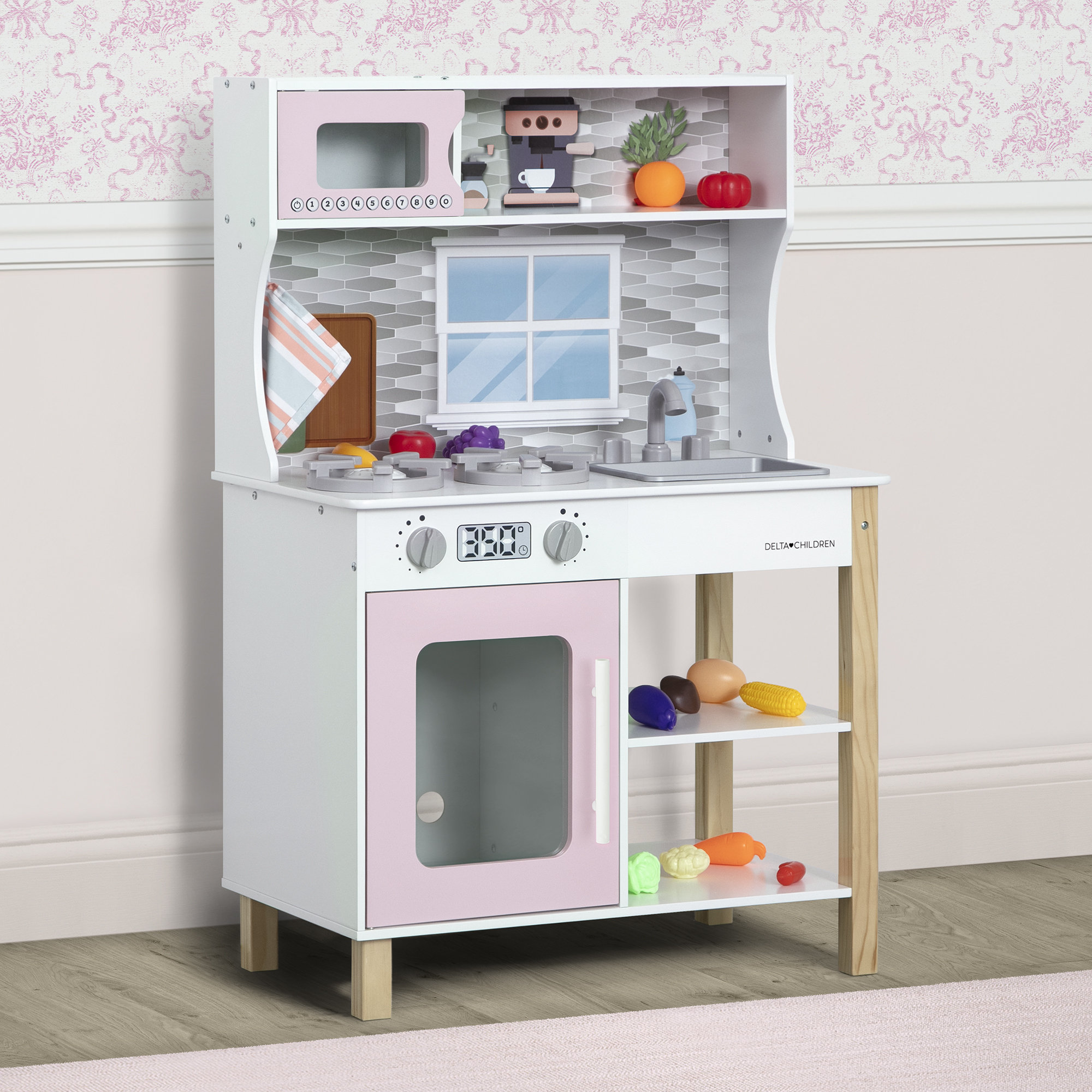 Delta Children Tiny Chef Play Kitchen - Toy Kitchen Playset With ...