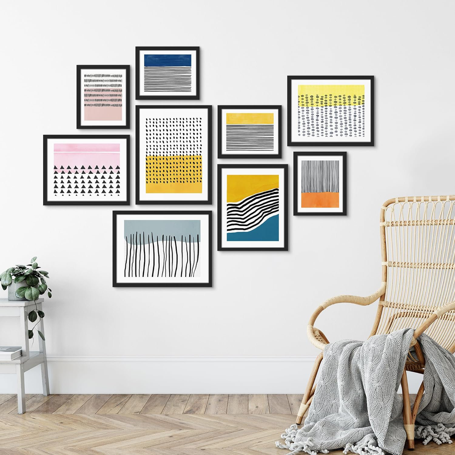 SIGNLEADER Colour Block Line Art Abstract Patterns Modern Art for ...