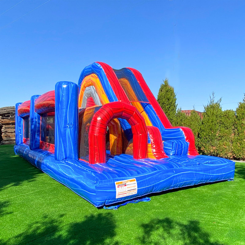 XJUMP Obstacle Course Bounce House with Slide (with Blower) | Wayfair