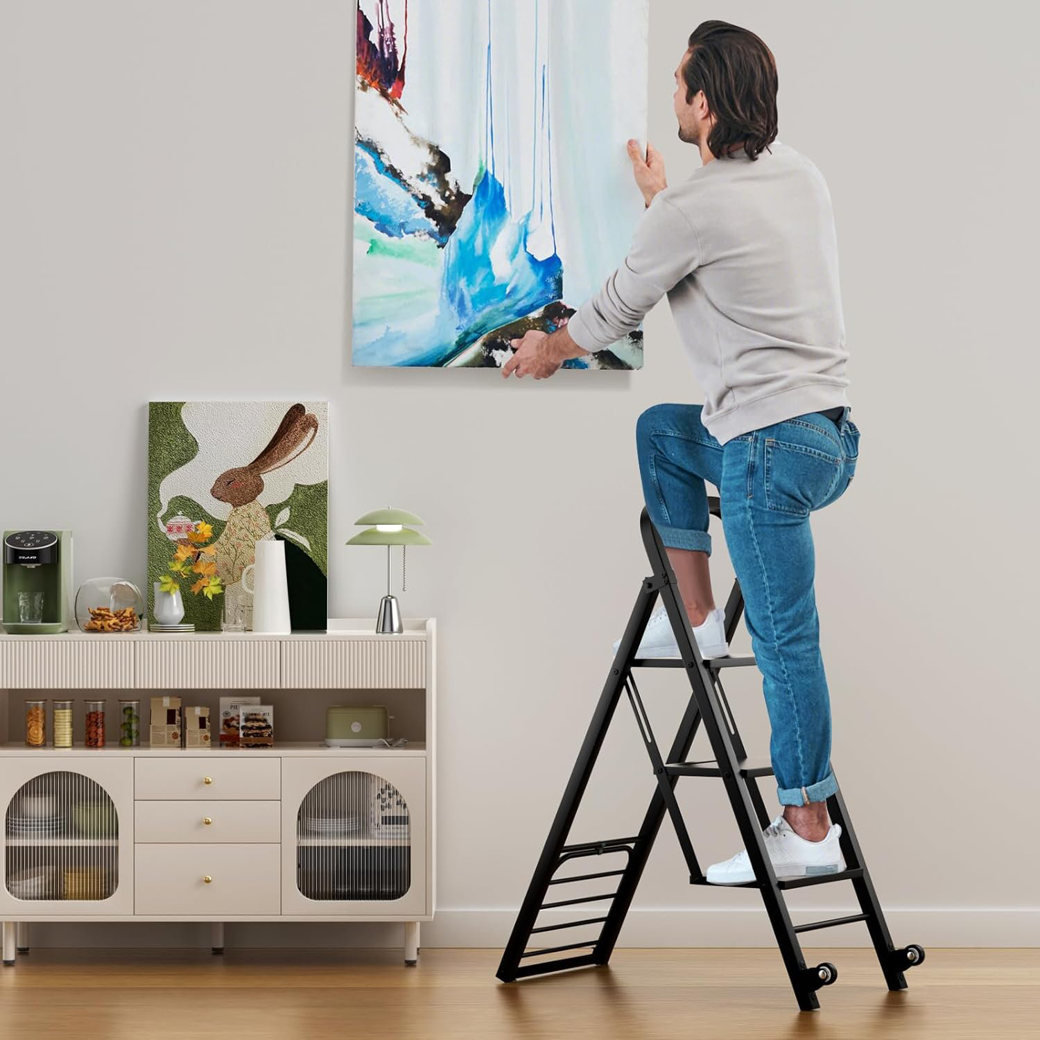WFX Utility™ 2-In-1 Convertible 3-Step Ladder & Hand Truck, 550Lbs ...