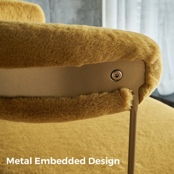 Everly Quinn 19.5" Faux Fur Accent Chair Golden Iron Base Classic ...