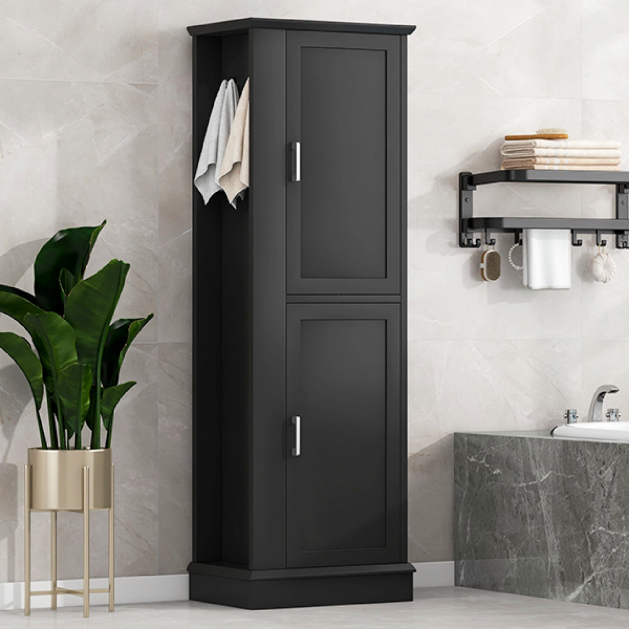 Latitude Run® Tall Bathroom Storage Cabinet, Freestanding Storage ...