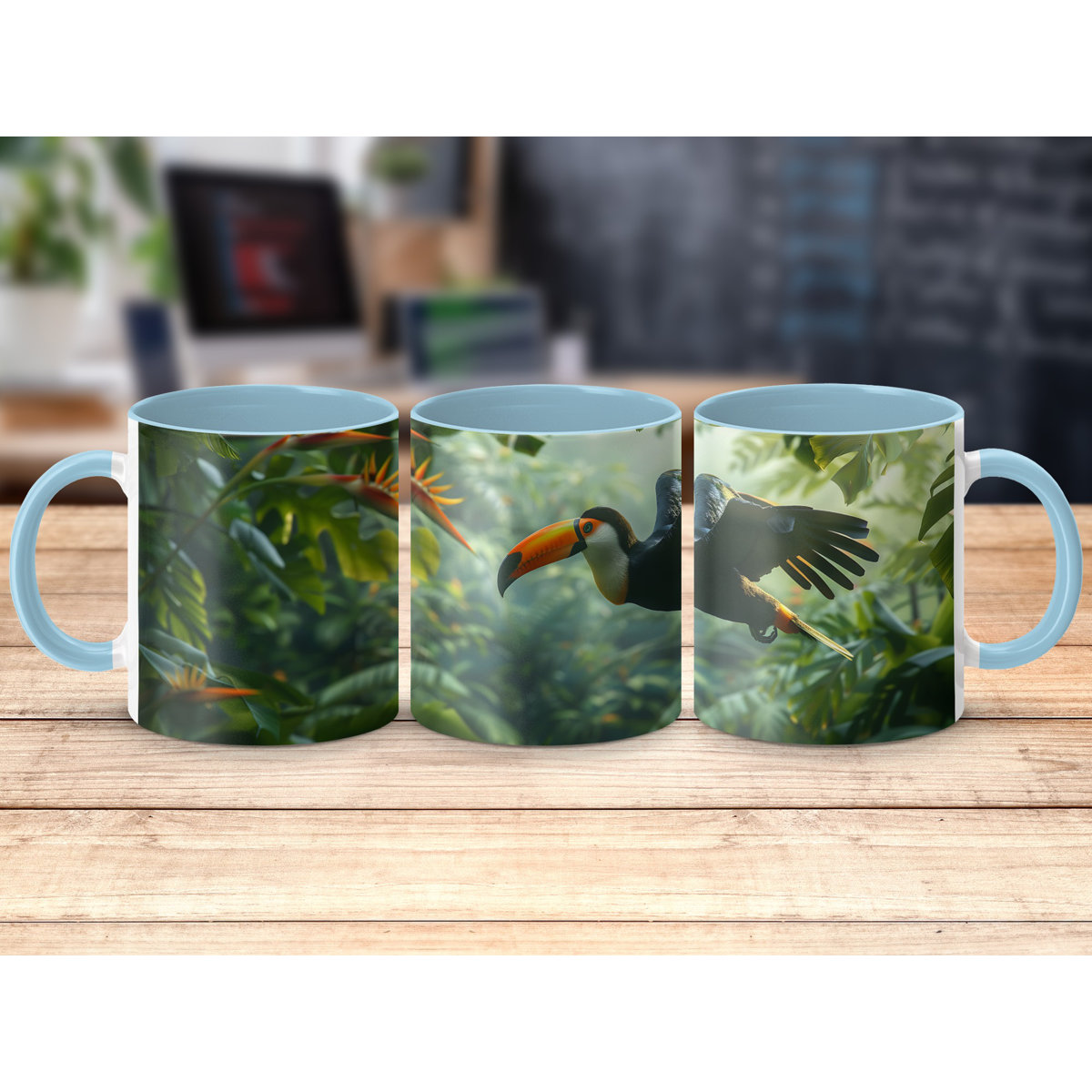 East Urban Home Set of 4 Animal Design 11oz Accent Mugs – White Ceramic ...