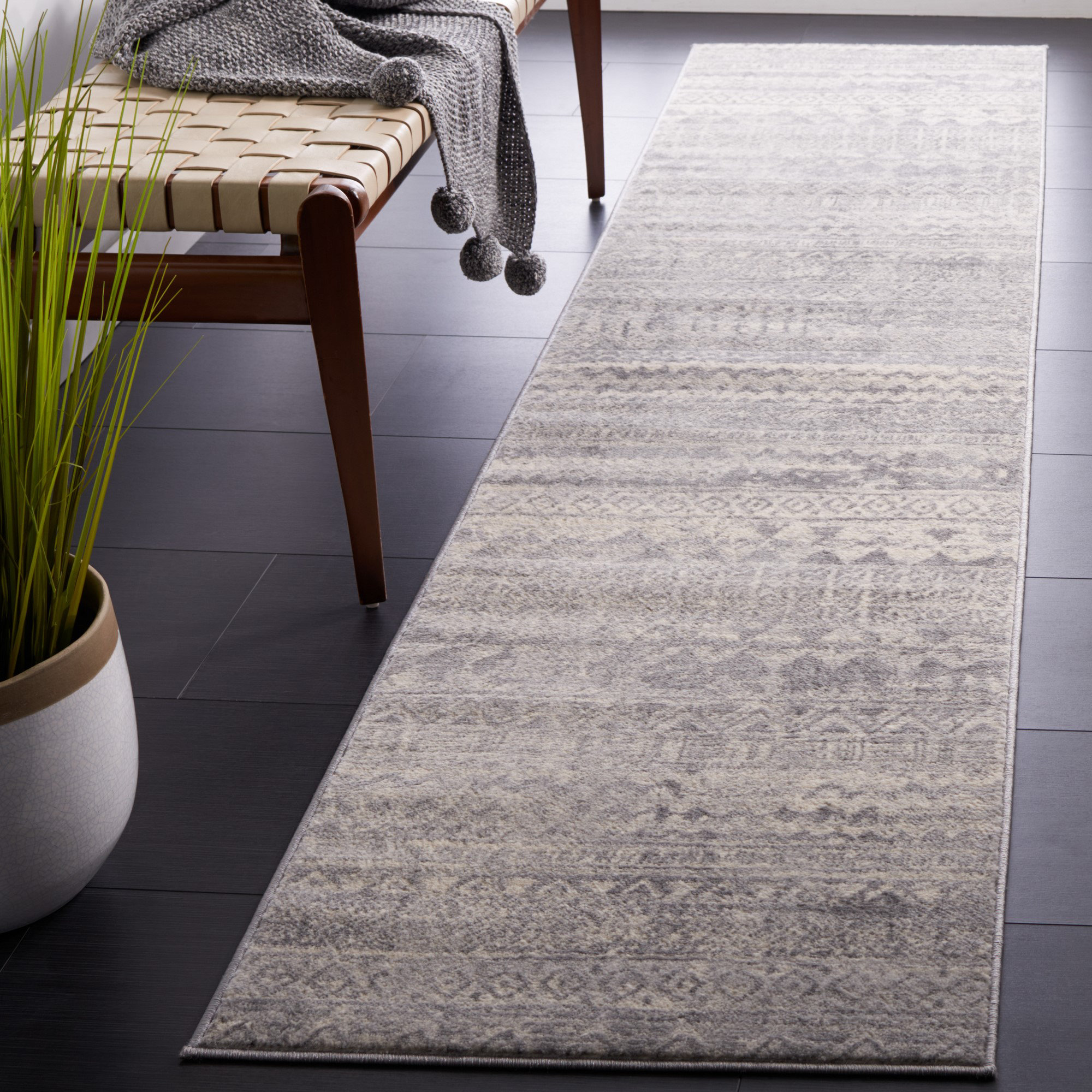 Foundry Select Southwestern Power Loom Grey/Light Grey Area Rug ...