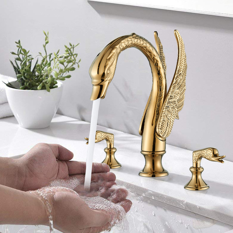 AlenArtWater Golden Bathroom Faucet-Luxury Swan Shape Sink Faucet 2 ...