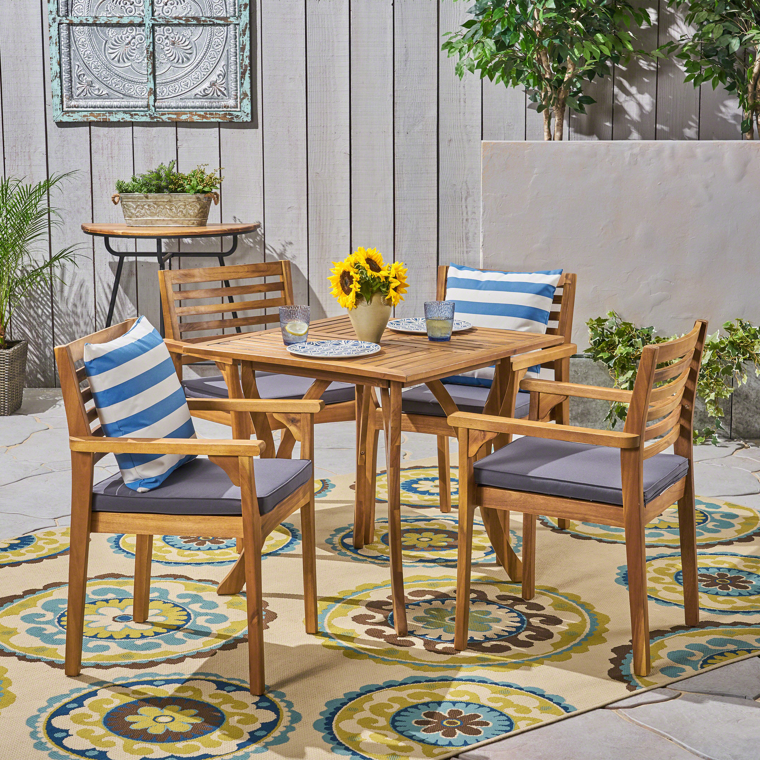 Beachcrest Home™ Tinnin Square 4 - Person 31.5" Long Dining Set with ...