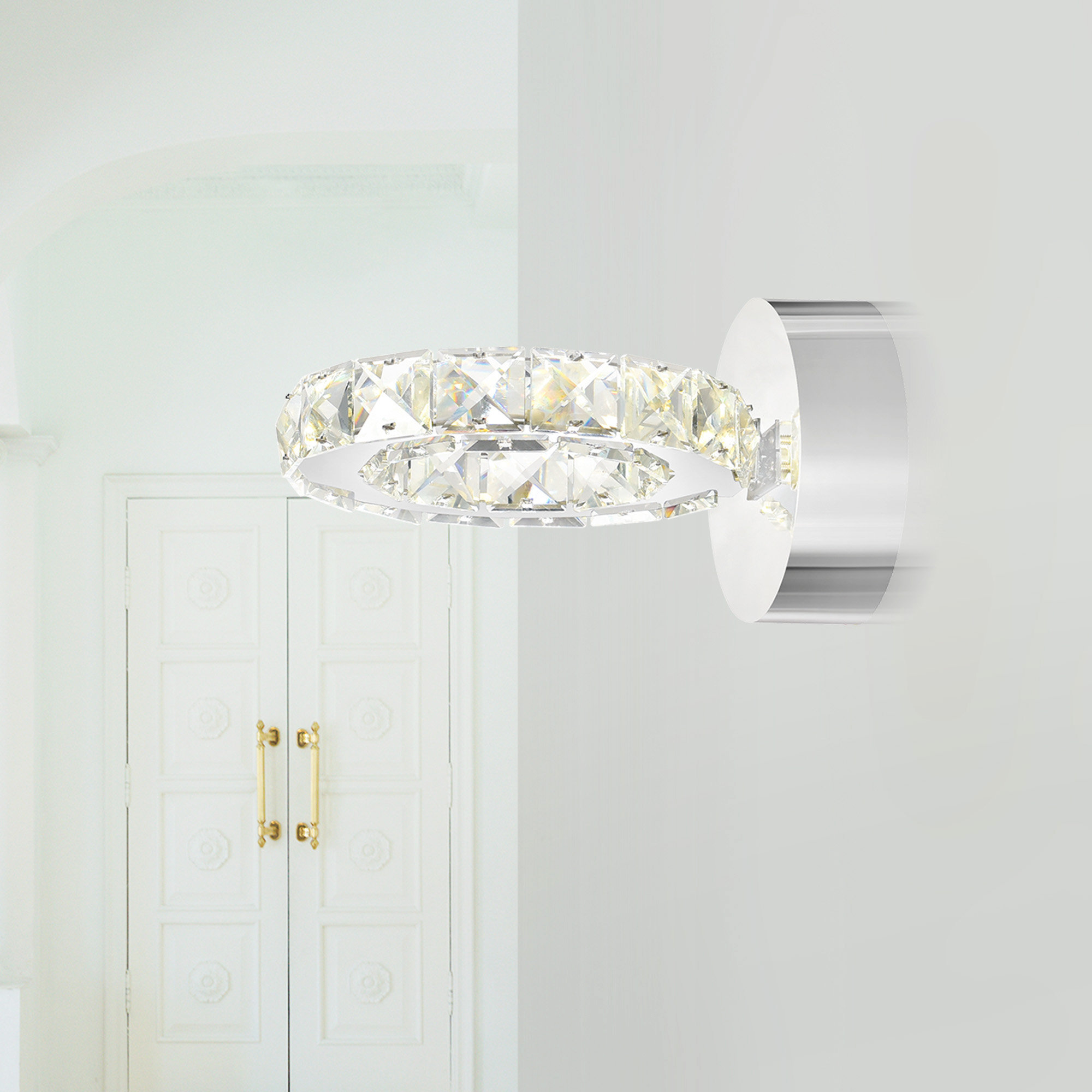 Orren Ellis Ring Integrated LED 7-Inch Wall Sconce – Chrome Finish for ...