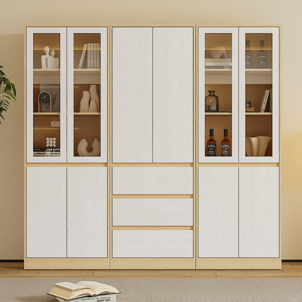 Latitude Run® 71" H Glass Library Bookcase, 5-tier Book Cabinet With ...