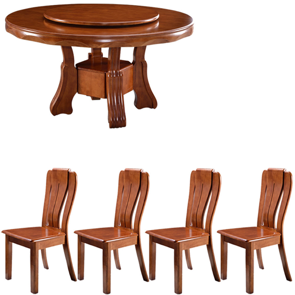 Waagy Chinese style solid wood round dining table set | Wayfair