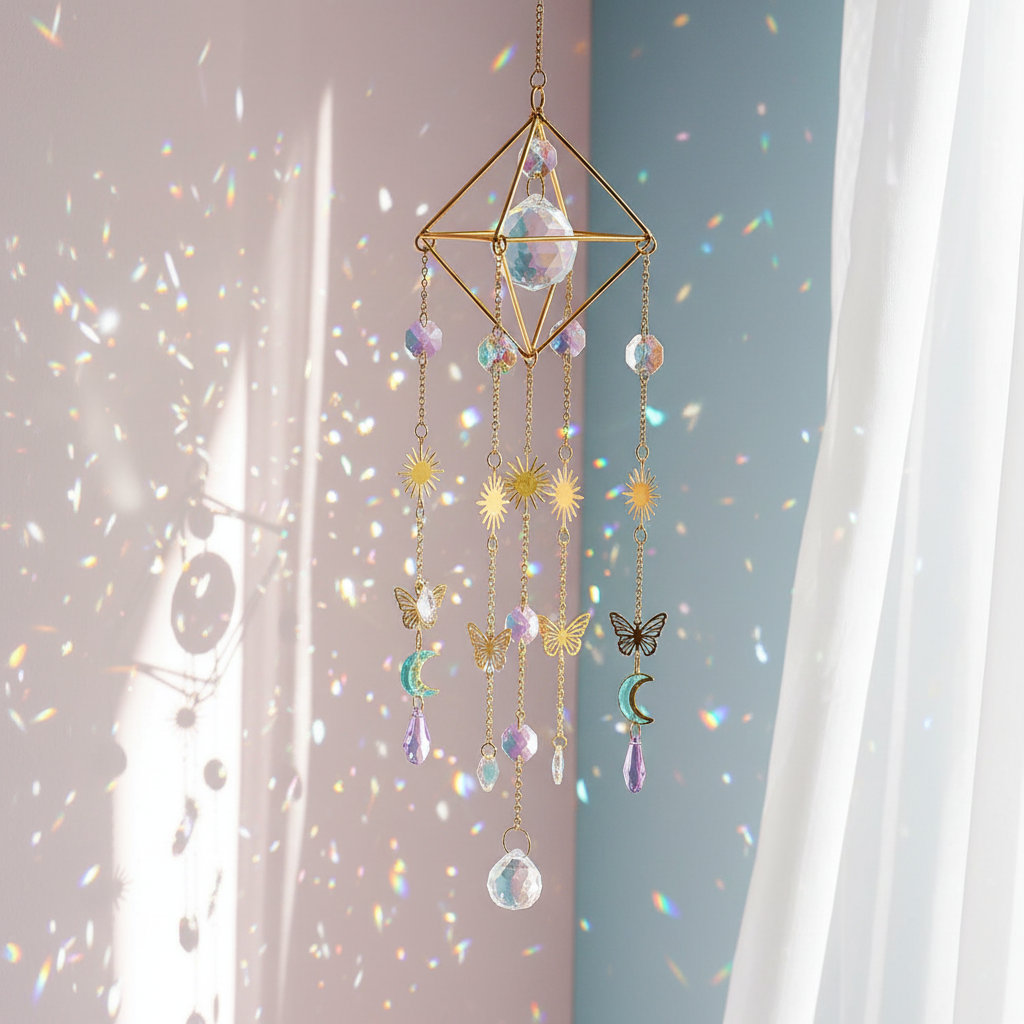 Ebern Designs 17Inch Crystal Prisms Suncatcher For Window Hanging ...