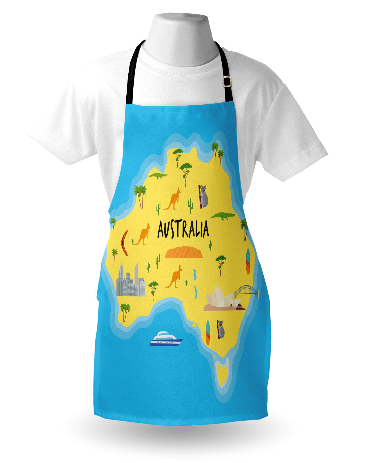Hokku Designs Australia Apron Unisex Map with Symbolic Adult Size Sky ...