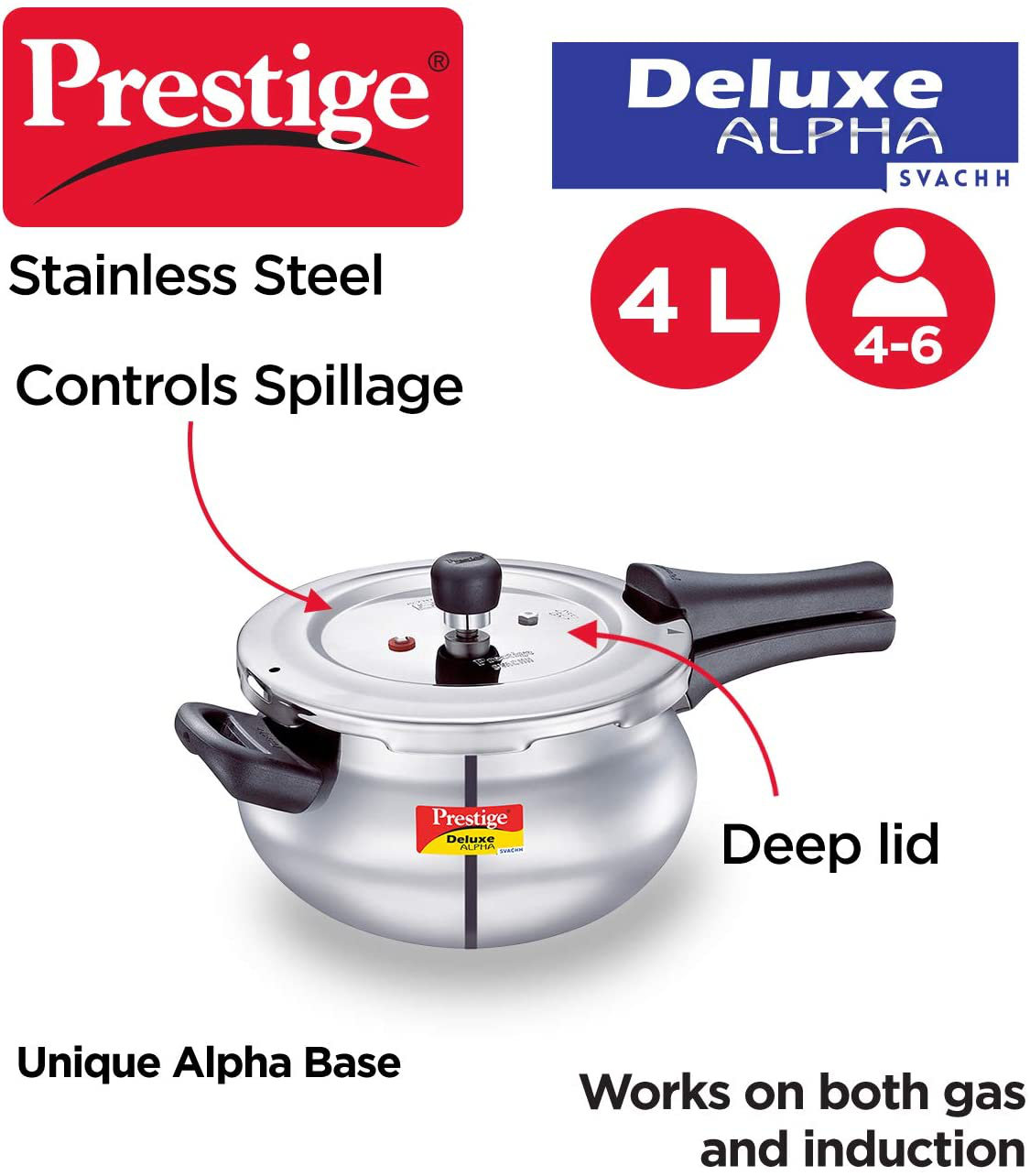 Prestige Cookers Prestige Deluxe Alpha Svachh Stainless Steel Pressure ...