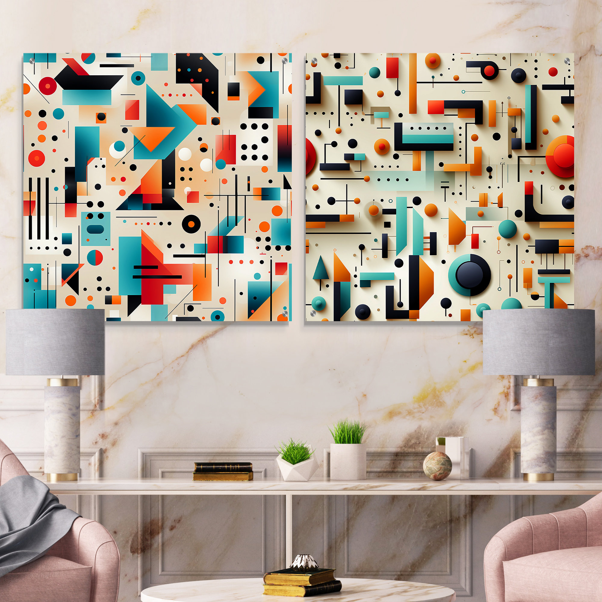 Design Art Midcentury Geometric Collage Pattern - Abstract Geometric ...