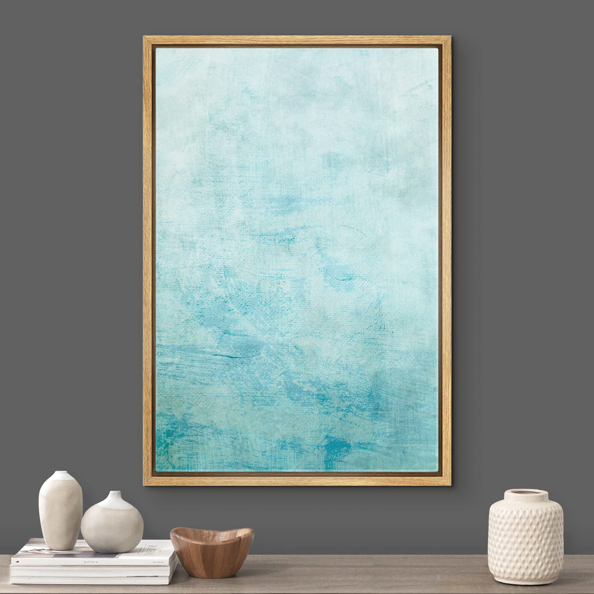 IDEA4WALL Washed Out Blue Watercolor Muted Abstract Shapes Minimalist ...