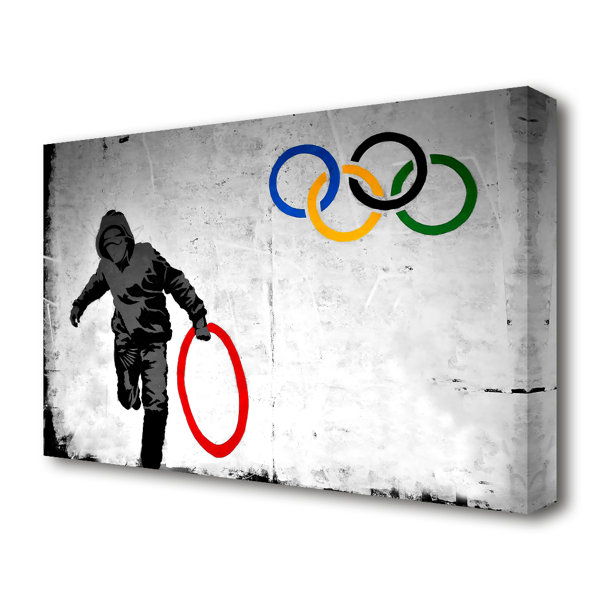 East Urban Home Olympic Rings Banksy - Wrapped Canvas Print | Wayfair.co.uk