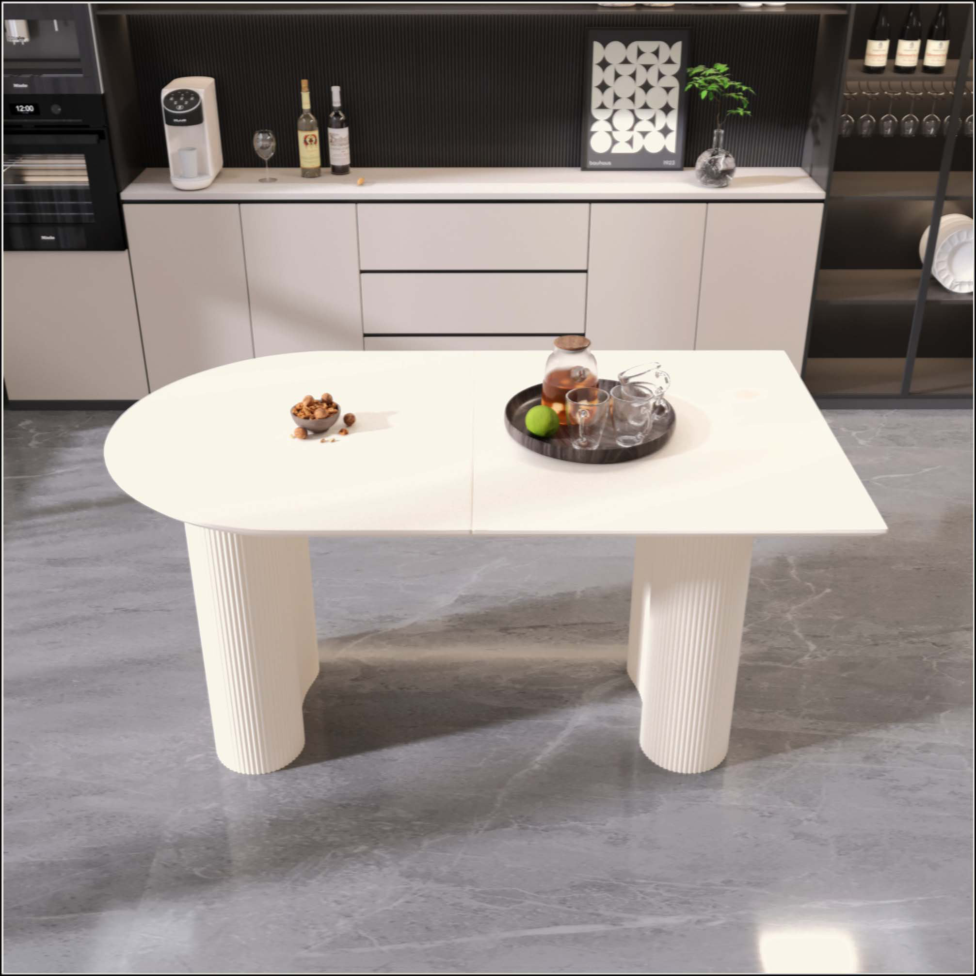George Oliver Modern MDF Dining Table And Irregular Side Table, 4-8 ...