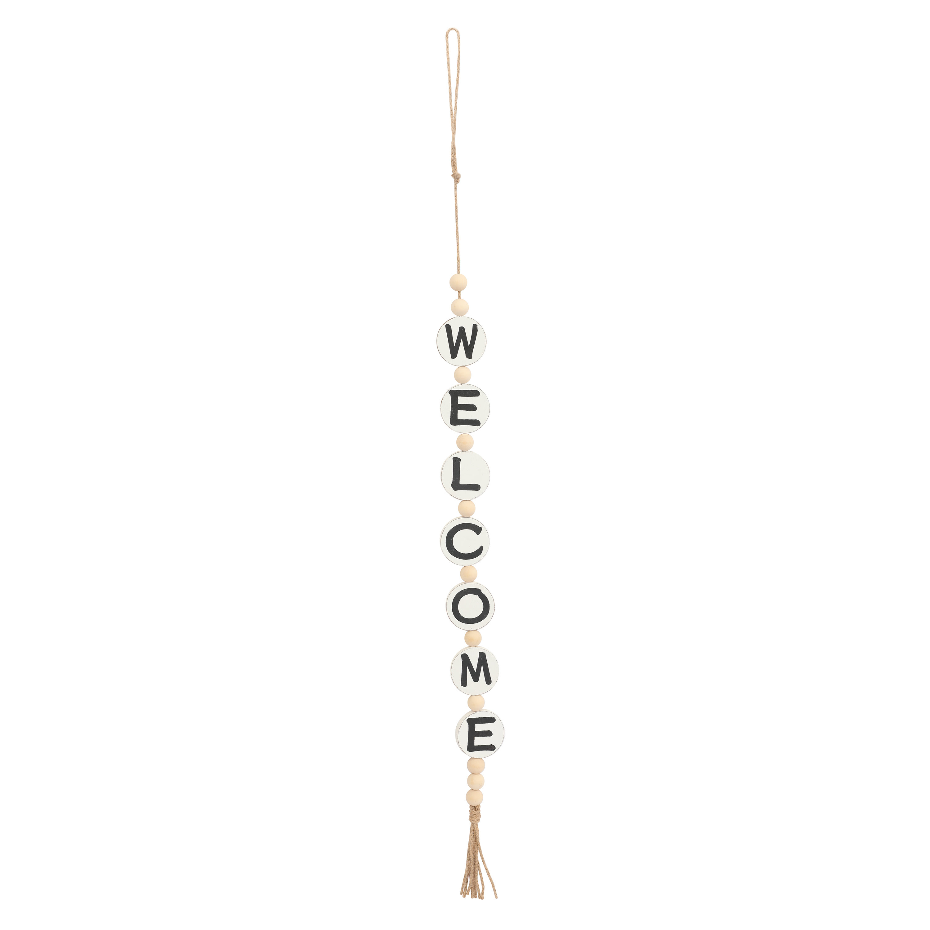 Dakota Fields VIP Wood 33 in. Black Welcome Hanging Round Blocks | Wayfair