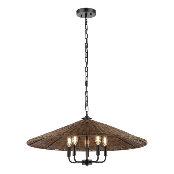Birch Lane™ Venie 5 Light Iron/Rattan Pendant & Reviews - Wayfair Canada