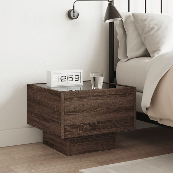 Metro Lane Bedside Table With Infinity LED Sonoma Oak 40X40x30 Cm ...