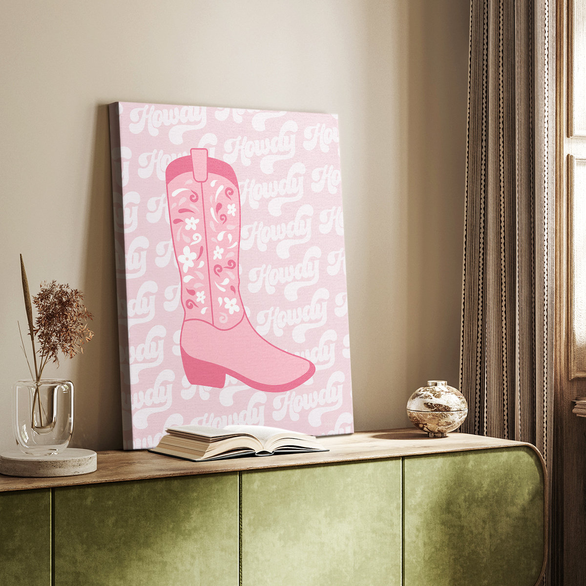 Lark Manor™ Retro Howdy Boot -Gallery Wrapped Cavas | Wayfair
