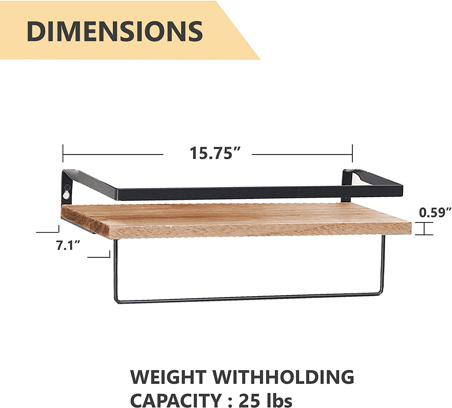 17 Stories Wall Mounted Floating Shelf With Rail Bathroom Kitchen Book ...