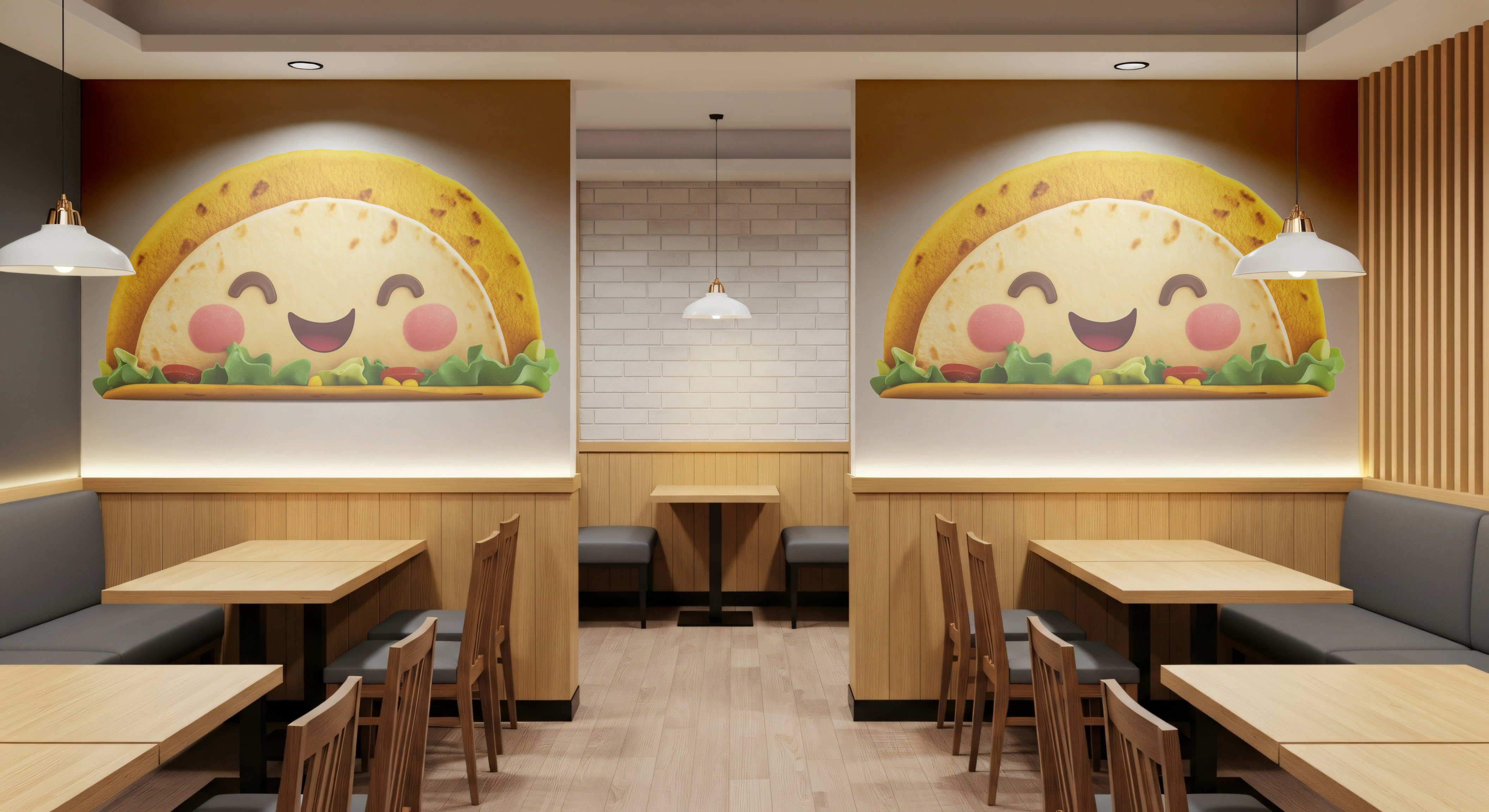 Trinx Cute Taco Wall Mural Smiling Taco Restaurant Cafe Wall Art Decor ...
