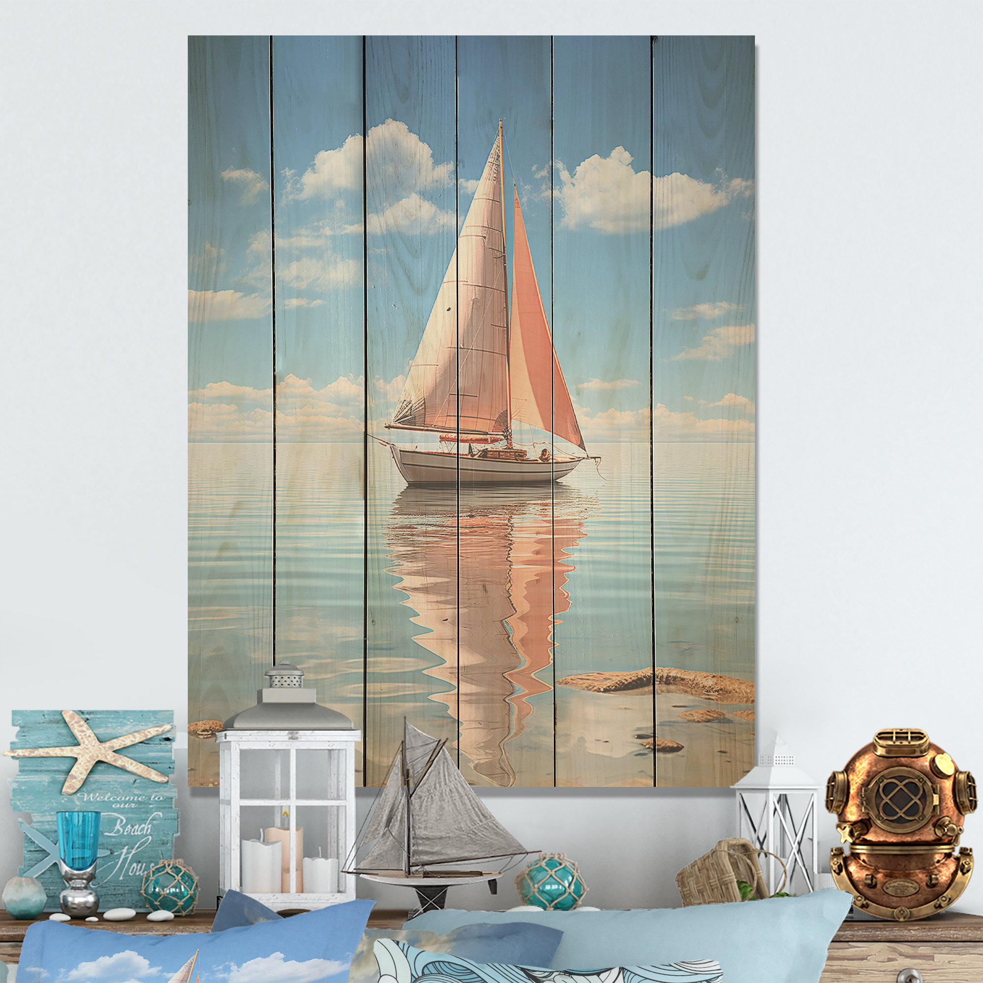 Ophelia & Co. Maritime Sailboard Horizon I - Coastal Wood Wall Art On ...