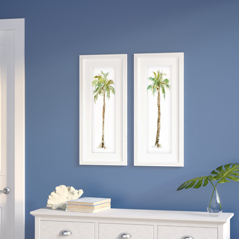 Bay Isle Home™ 'Washed Palm' 2 Piece Framed Acrylic Painting Print Set ...