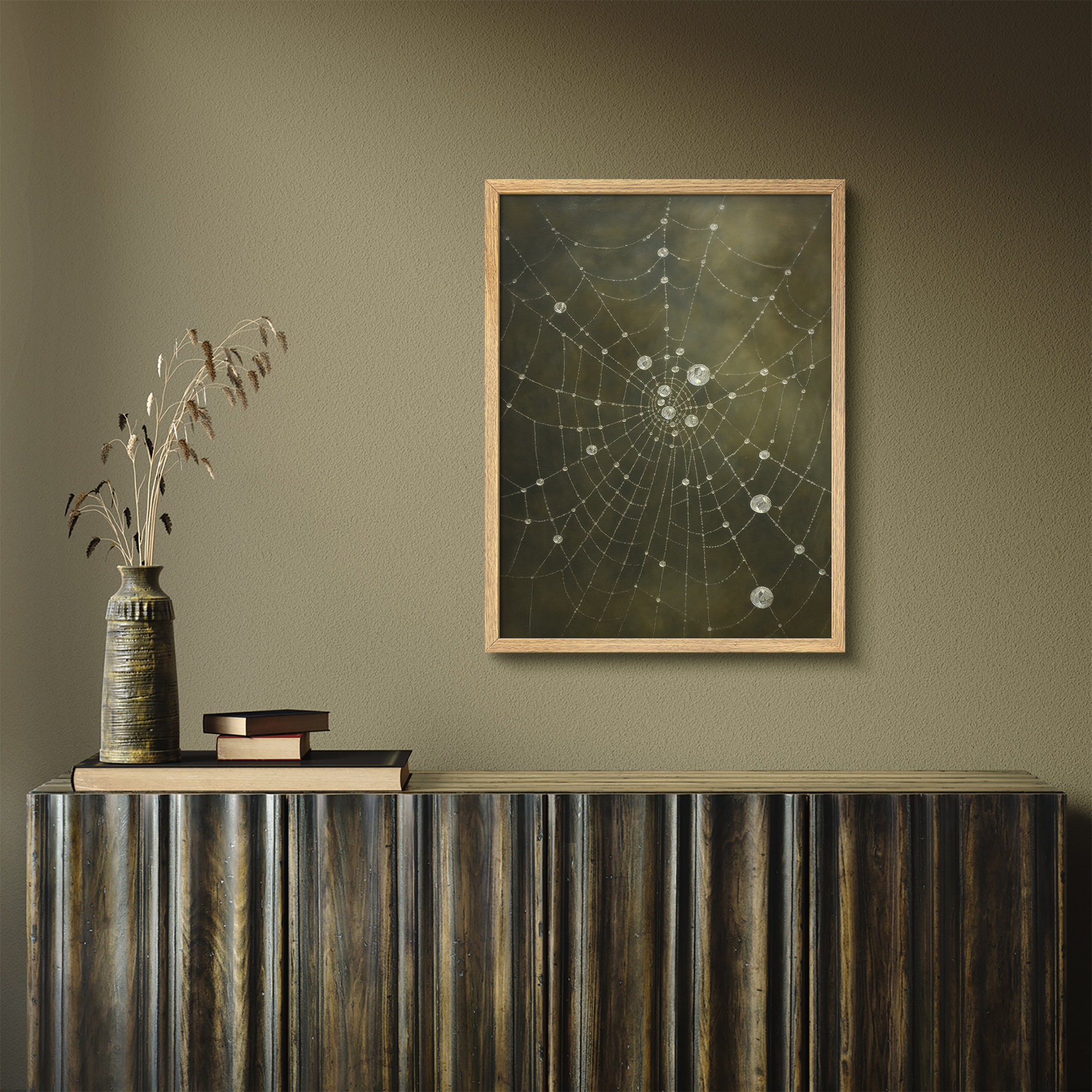 SIGNLEADER Intricate Spider Web Framed Wall Art Print - Detailed Web ...