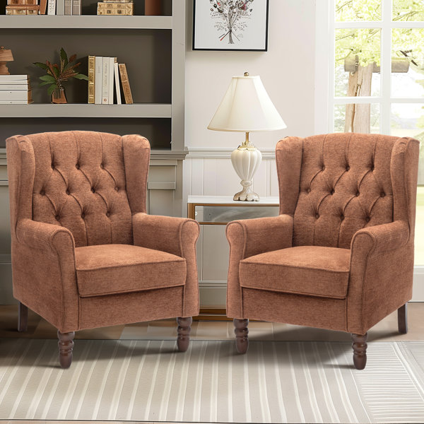 Charlton Home® Angiolino Upholstered Button Tufted Small Accent Chair ...