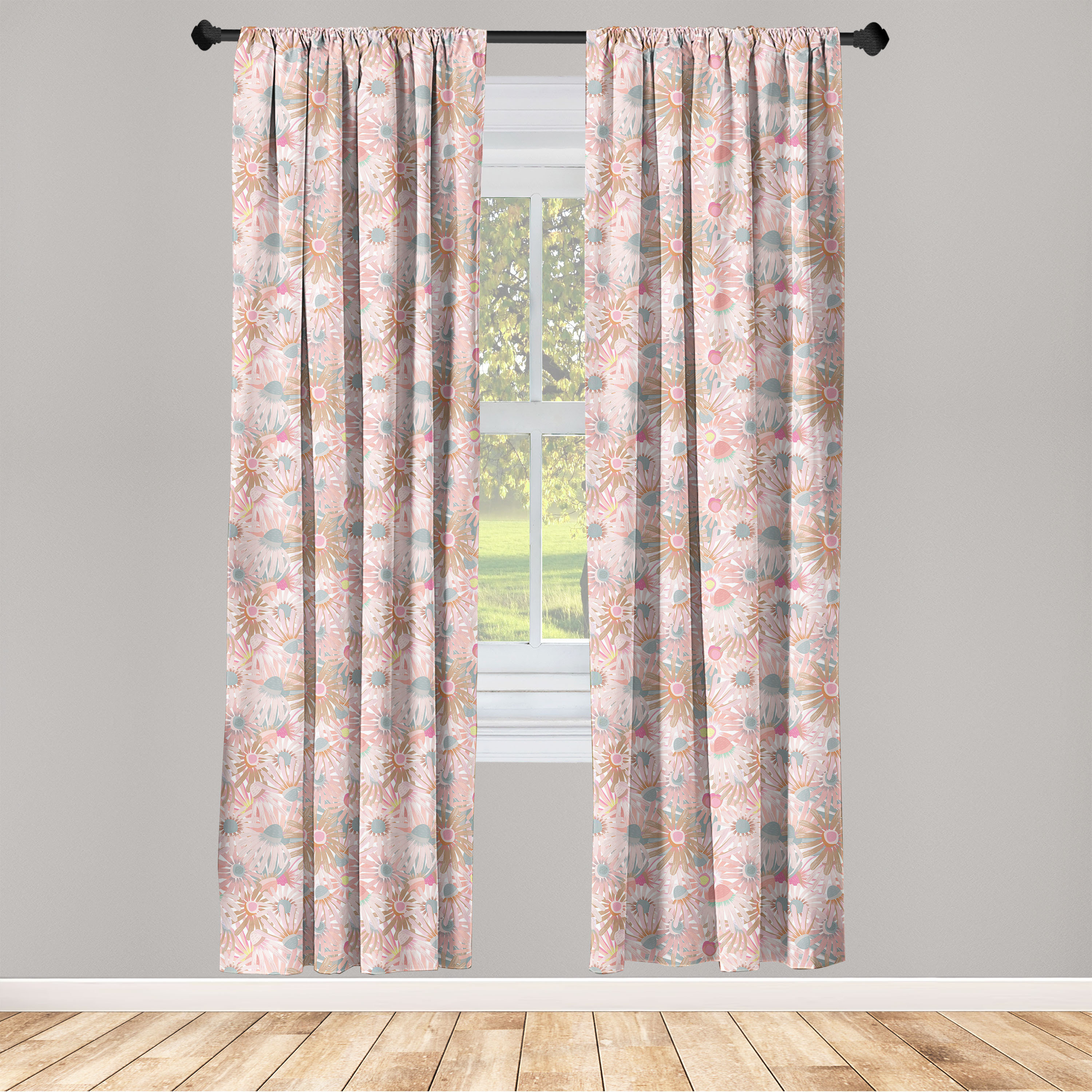 East Urban Home Akyra East Urban Home Floral Curtains Pastel Echinacea ...