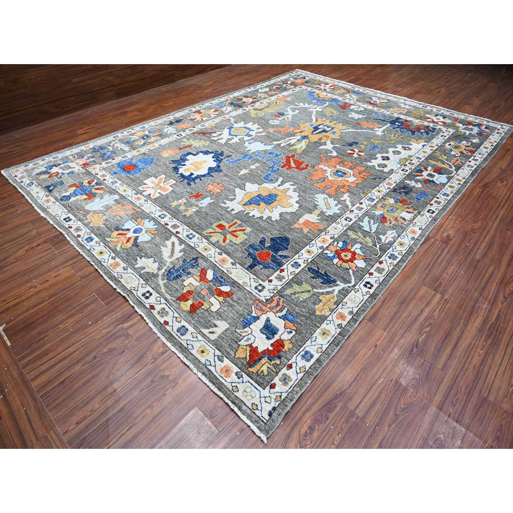 Wildon Home® 9'9"x13'4" Vintage Gray Vegetable Dyes Angora Oushak ...