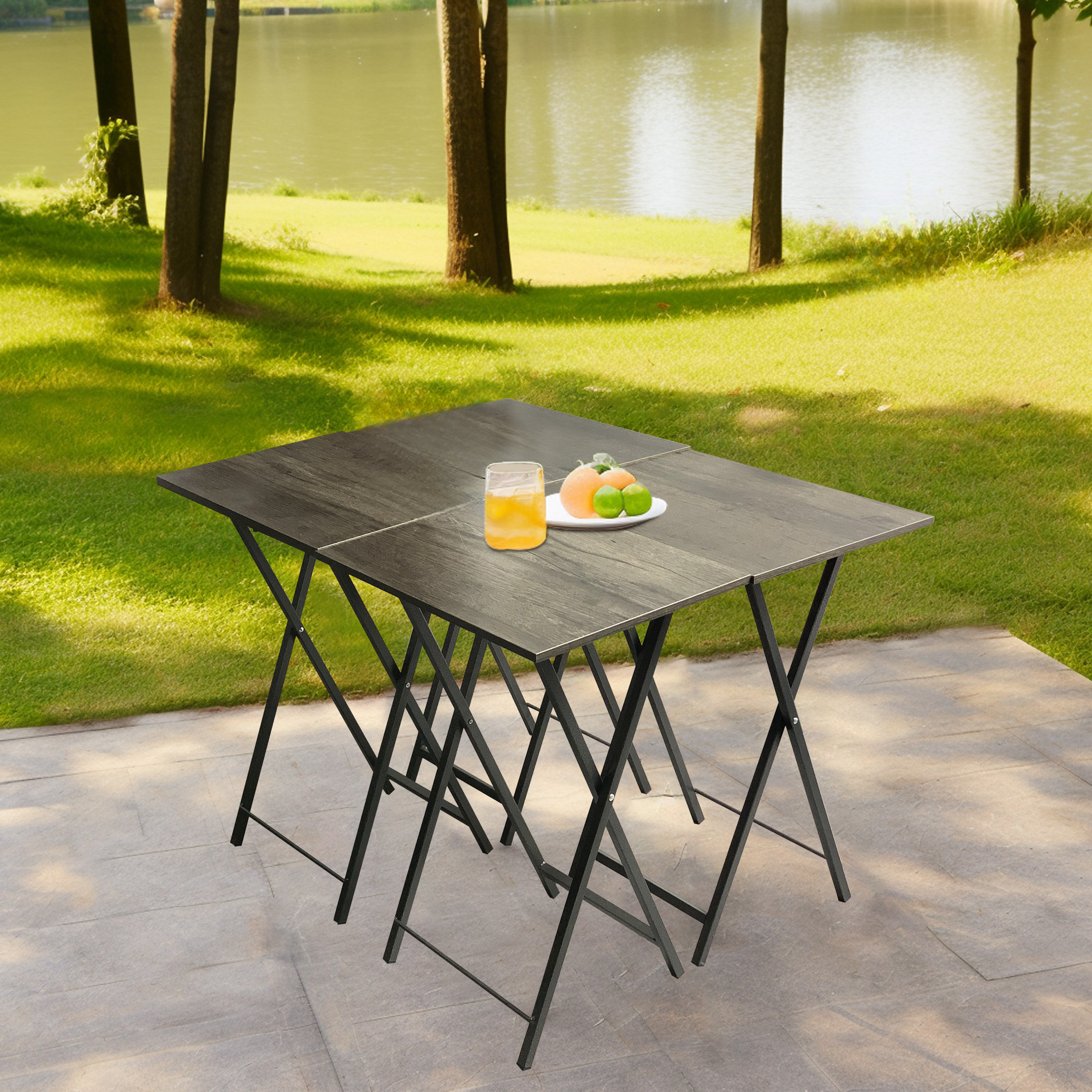 AOOLIVE 4-Piece Wooden Folding TV Tray, Foldable Snack Table | Wayfair