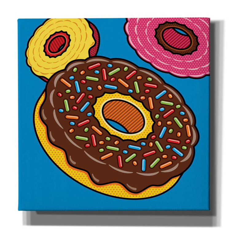 Zoomie Kids Doughnuts On Blue On Canvas by Ron Magnes Print | Wayfair