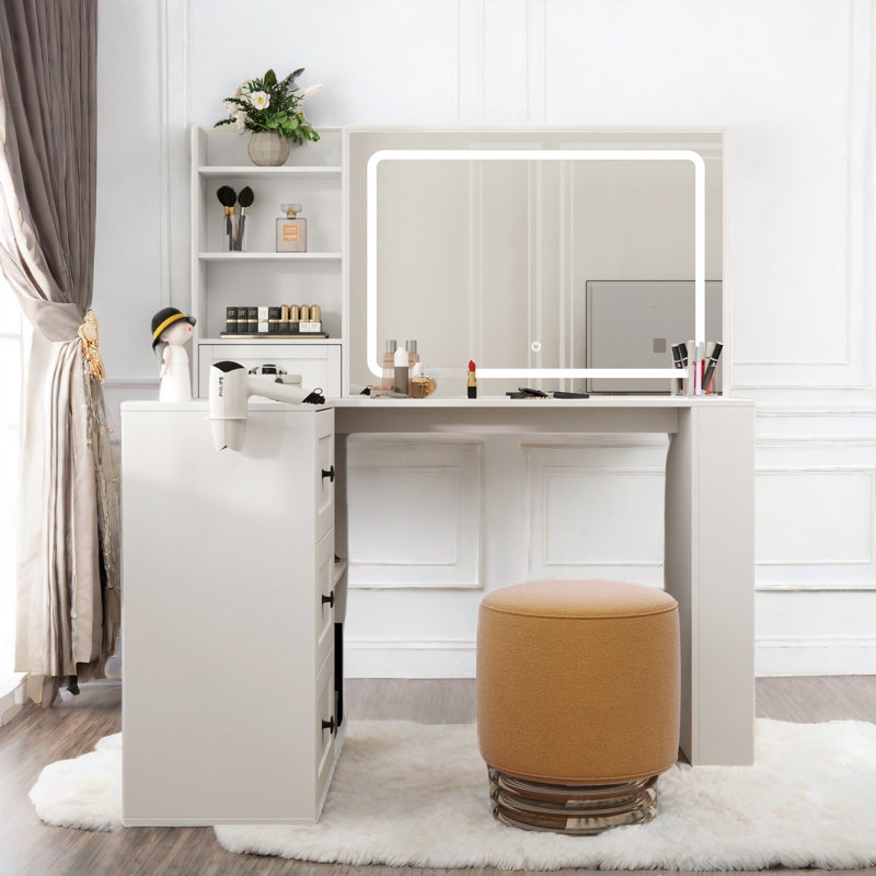 Ivy Bronx Knapp Knapp Desk With Charging Station, 3 Large Drawers ...