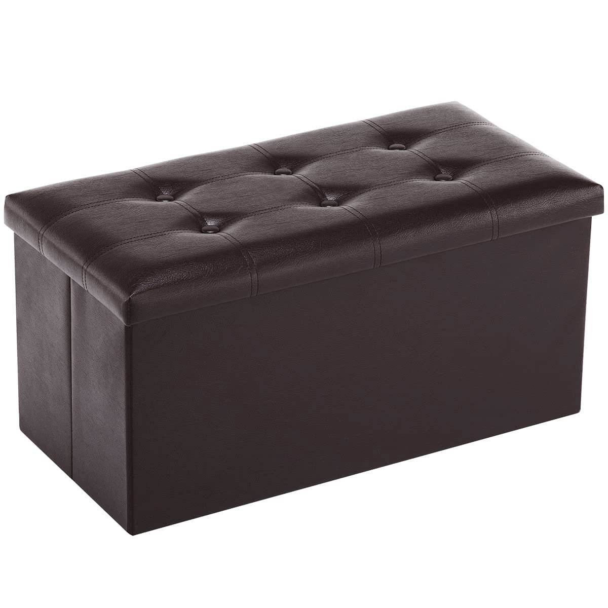 Ebern Designs Ottoman Bench With Storage Folding Leather Ottoman ...