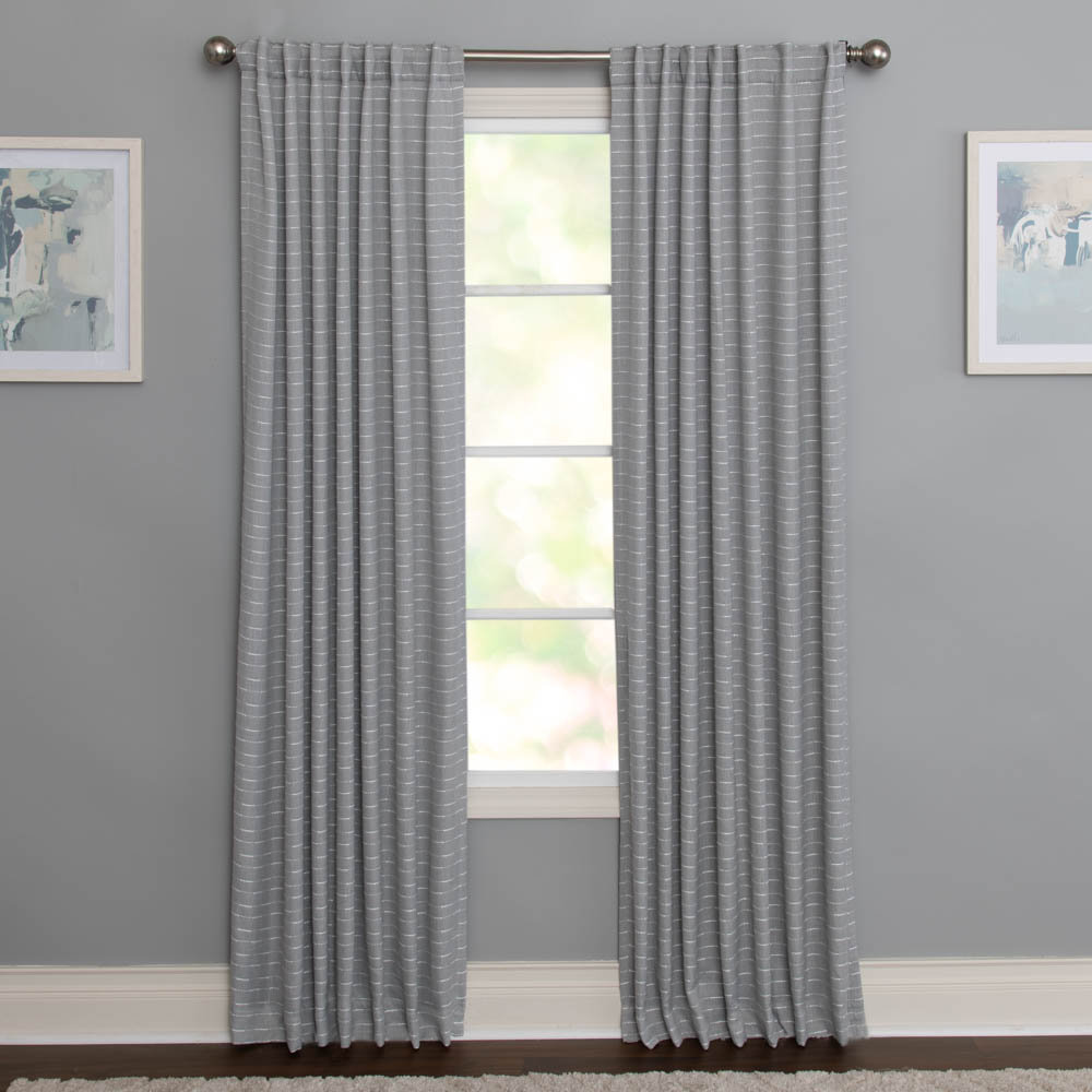 Gracie Oaks Tishonna is a fine horizontal woven stripe polyester/linen ...