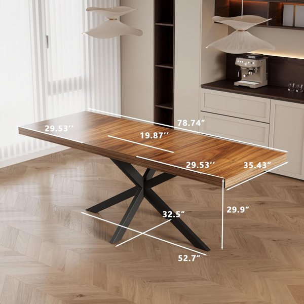 17 Stories 59"-78.7" Extendable Dining Table For 4 6 8 People, Wooden ...