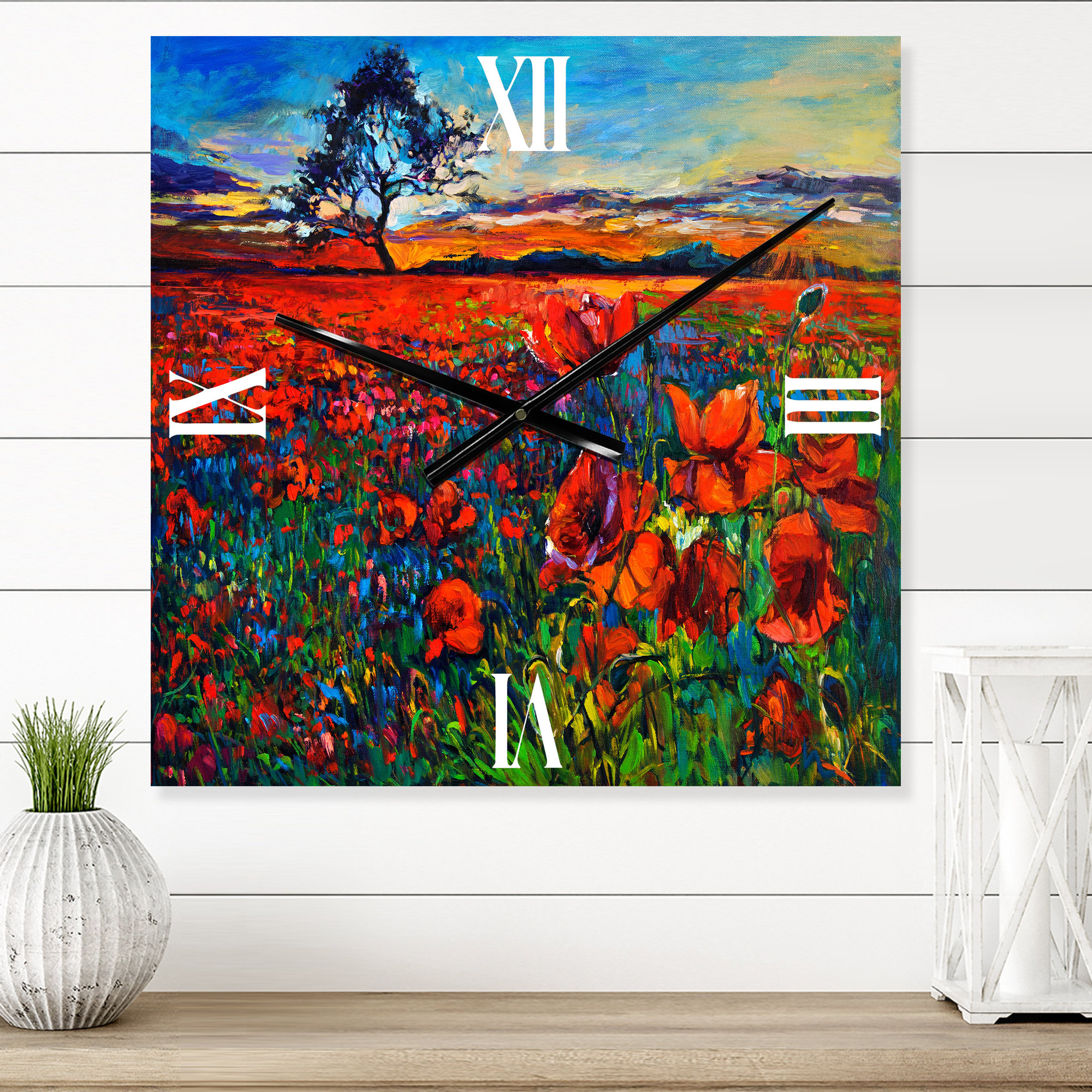 East Urban Home Blossoming Poppy Fields with Distant Tree - Traditional ...