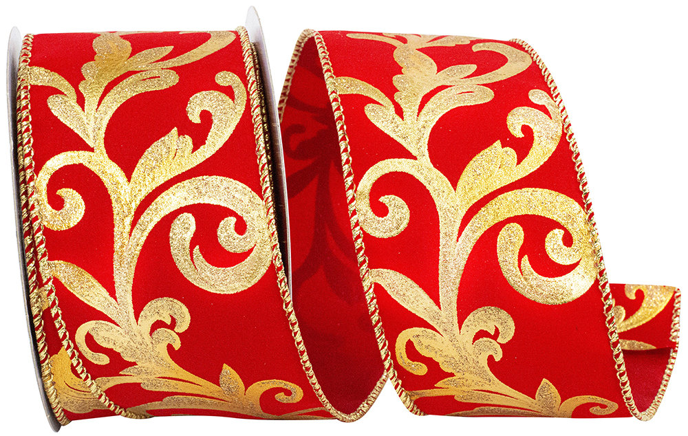 The Holiday Aisle® Swirl Fantasy Velvet Wired Edge Ribbon | Wayfair