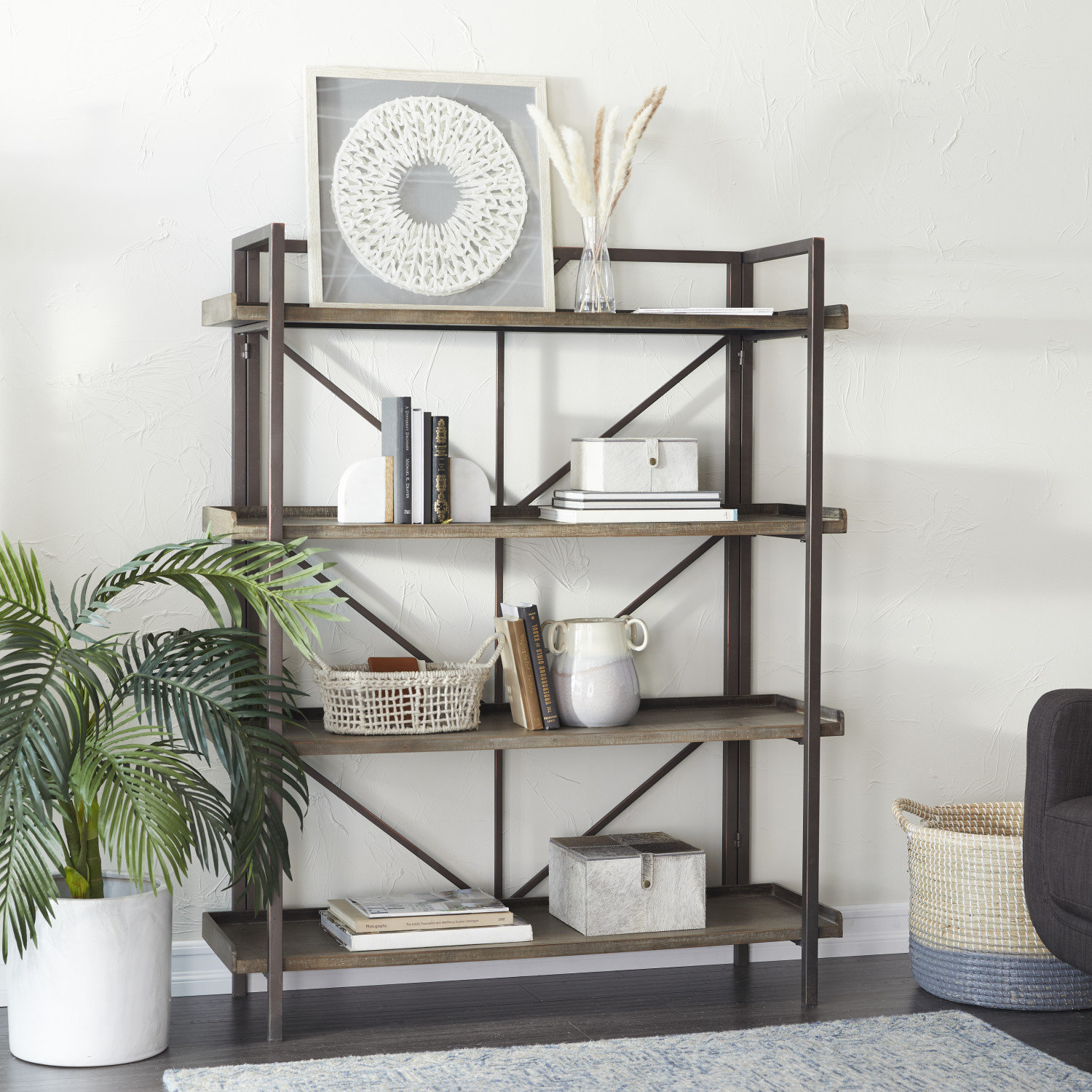 17 Stories Metal 4 Shelves Storage Brown Shelving Unit | Wayfair