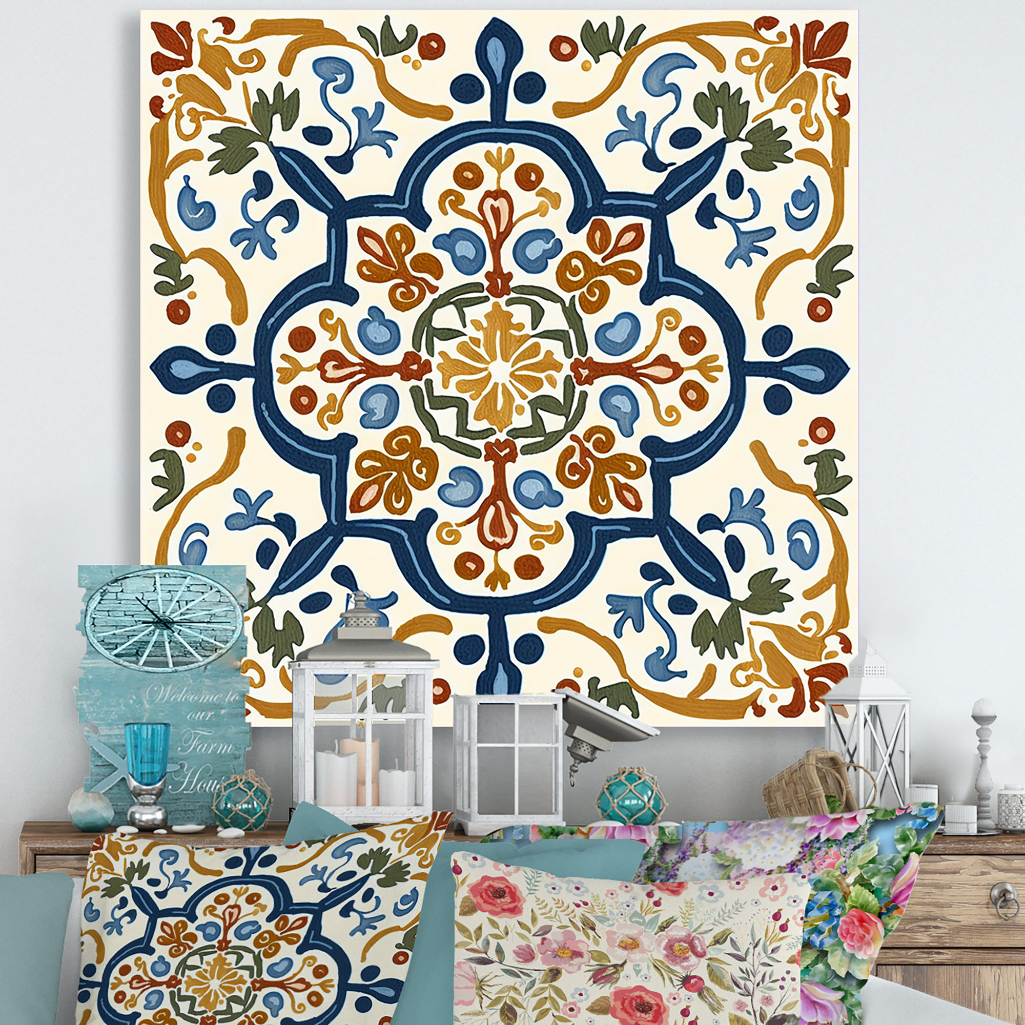 Langley Street® Mediterranean Tiles In Retro Blue IV - Abstract Tile ...