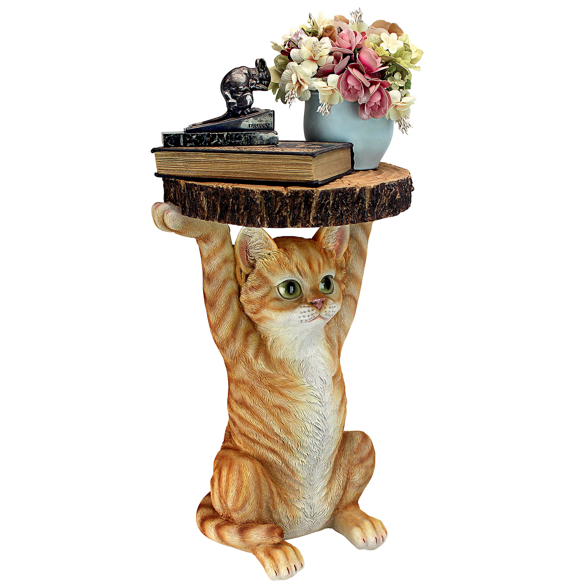 Design Toscano Tabby Cat at Your Service Figurine End Table & Reviews ...