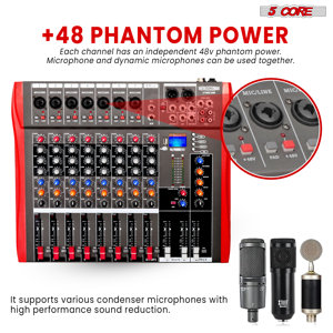5 Core Audio Mixer DJ Equipment Digital Sound Board Karaoke XLR Mixers ...
