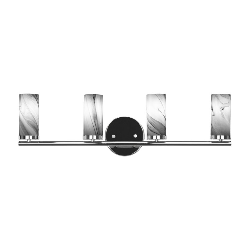 Ivy Bronx Armir 4 Light Bath Bar Shown With 2.5” Onyx Swirl Glass | Wayfair