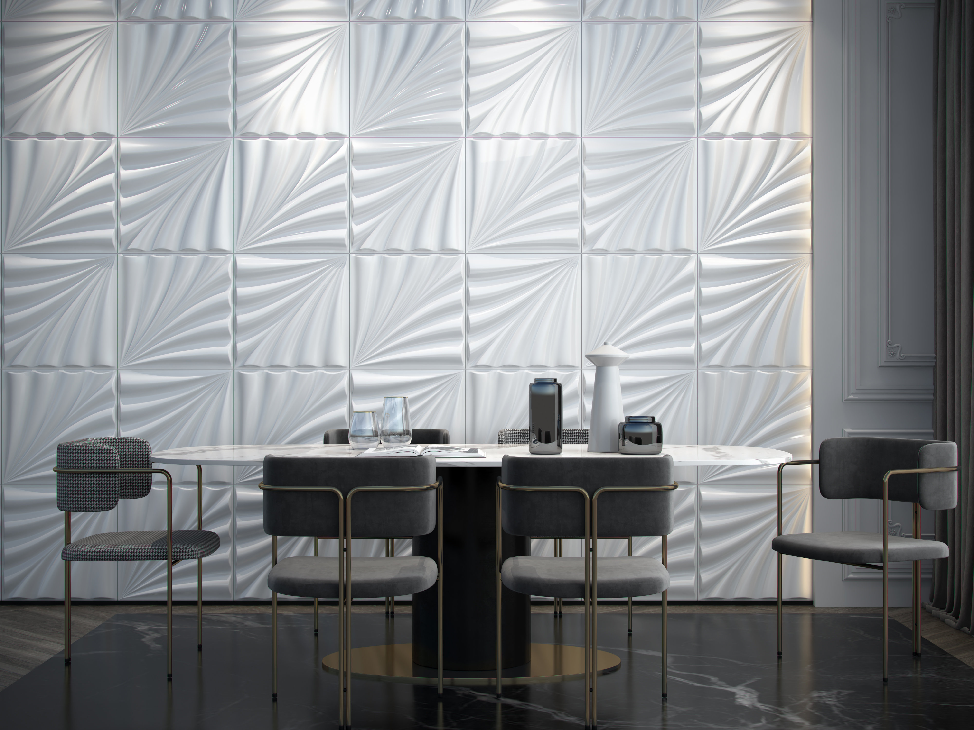 Dundee Deco Paintable Off White Abstract Eruption Fibre 3D Wall Panel ...