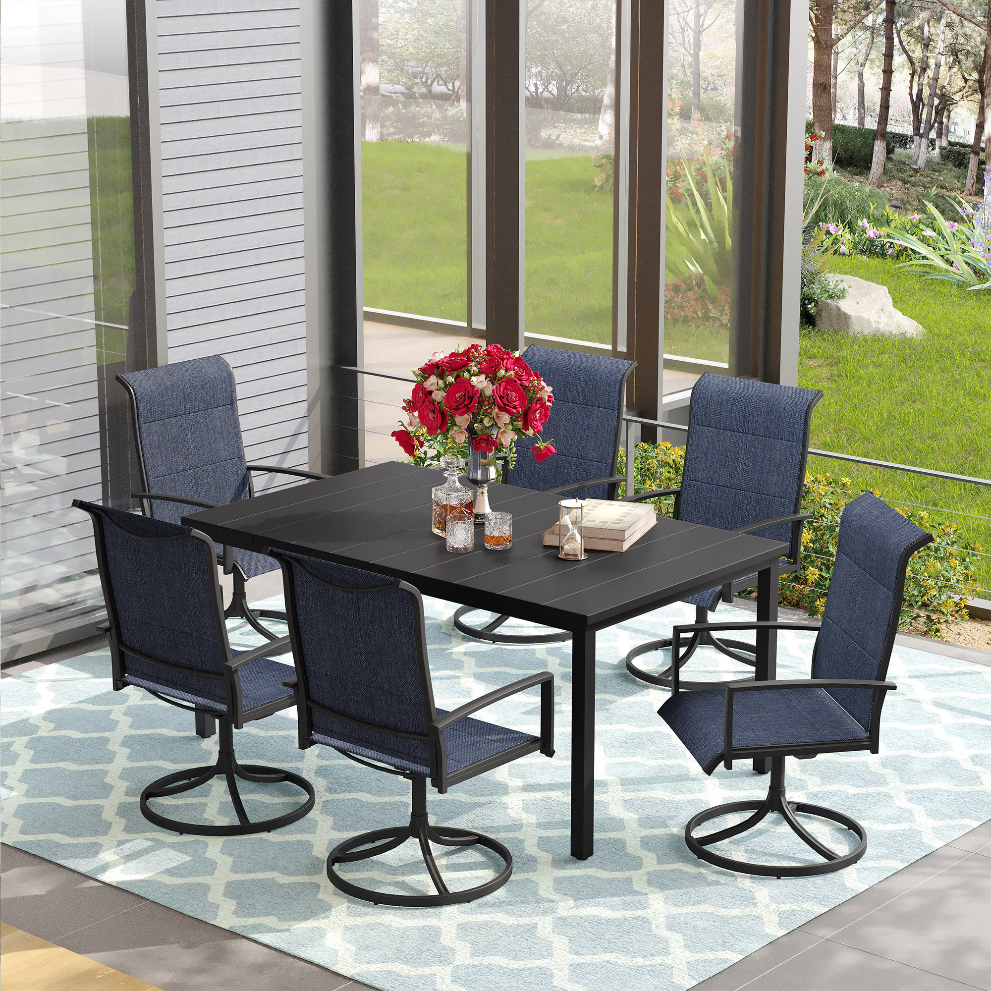 Wildon Home® Houser Rectangular 6 - Person 63'' L Outdoor Restaurant ...