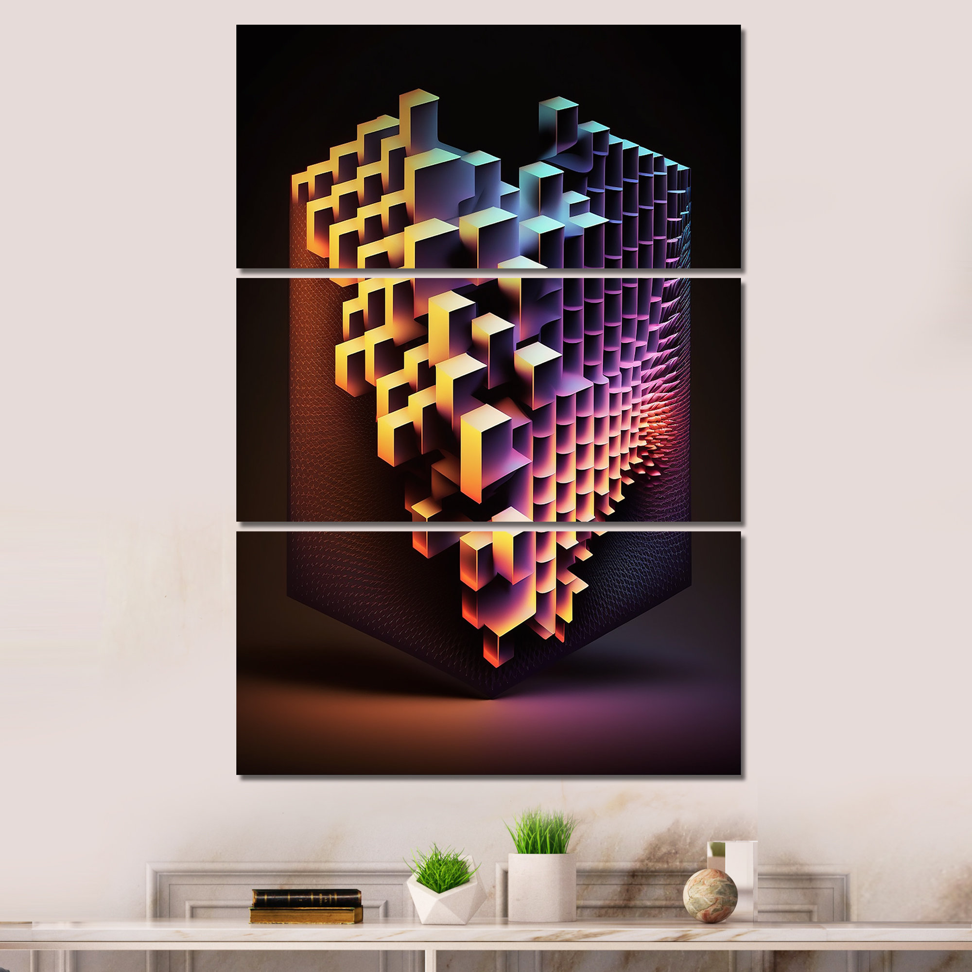 Hokku Designs Multidimensional Luminogram II - Modern Geometric Canvas ...